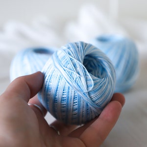 Blue and White Crochet Thread, Snehurka Ombre, Cotton Thread, Doily ...