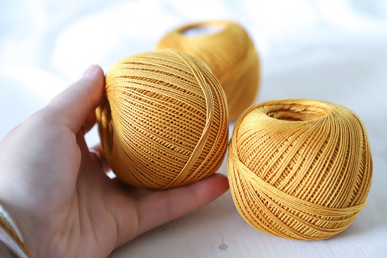 Honey Gold Crochet Thread Snehurka Czech Made Cotton - Etsy