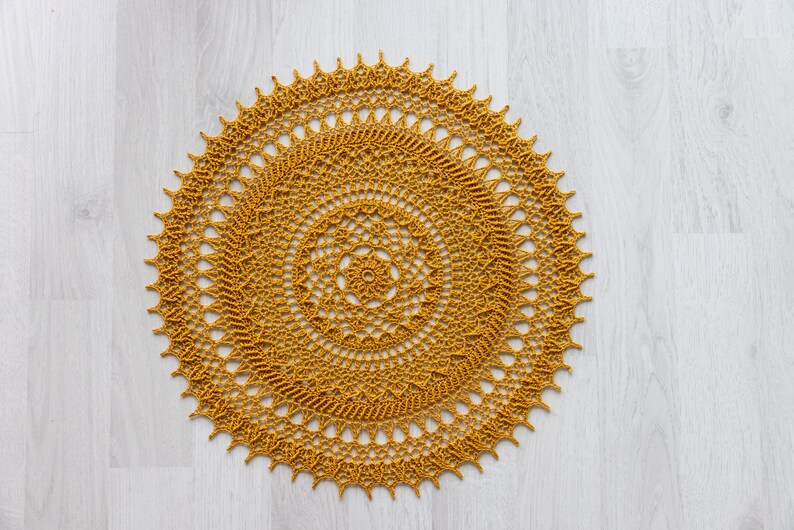 Golden Crochet Doily: Alysia Design, Vintage Home Decor (36cm) - Etsy