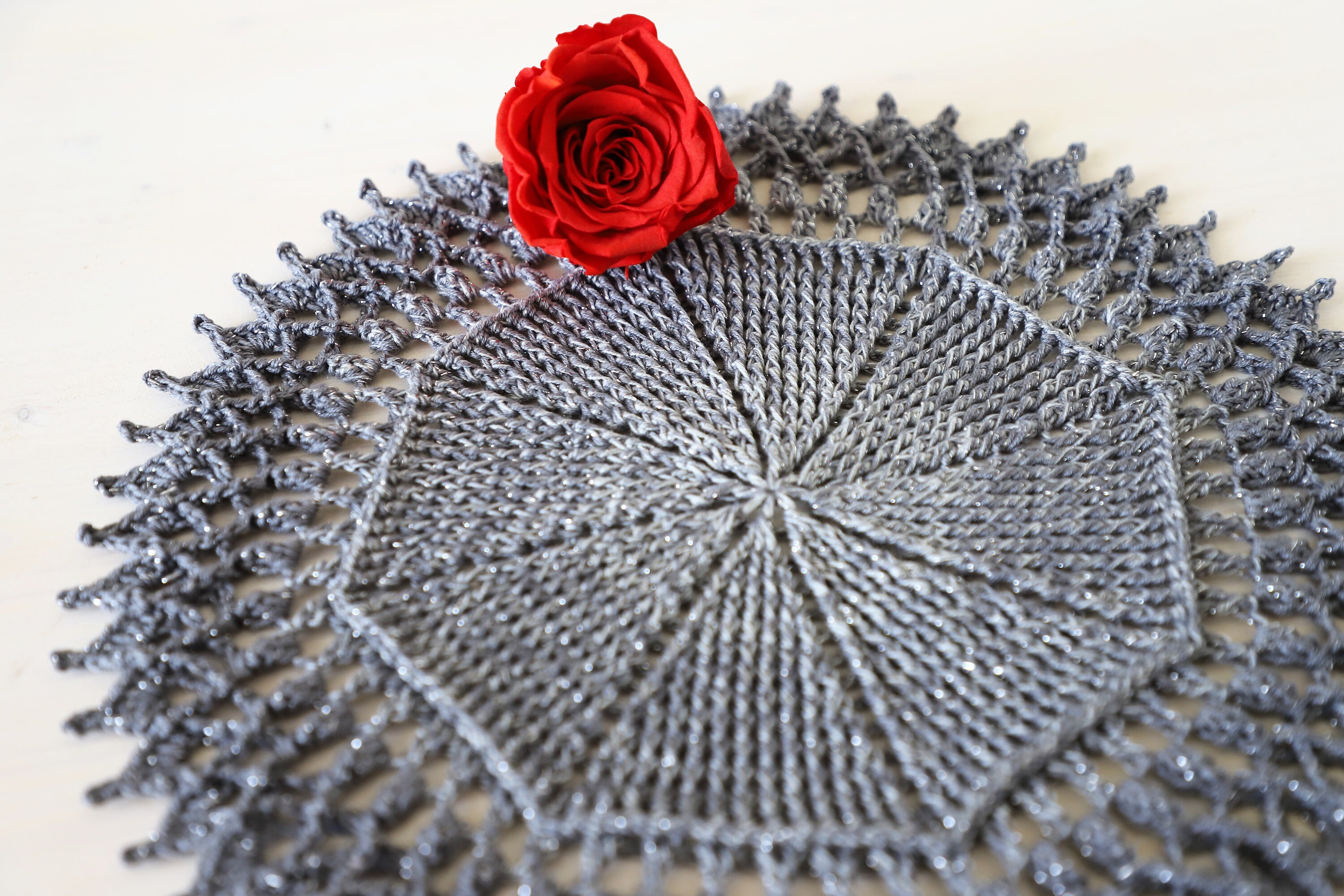 Gray textured doily Susie designed by Irina Maleeva iriskabeat | Etsy