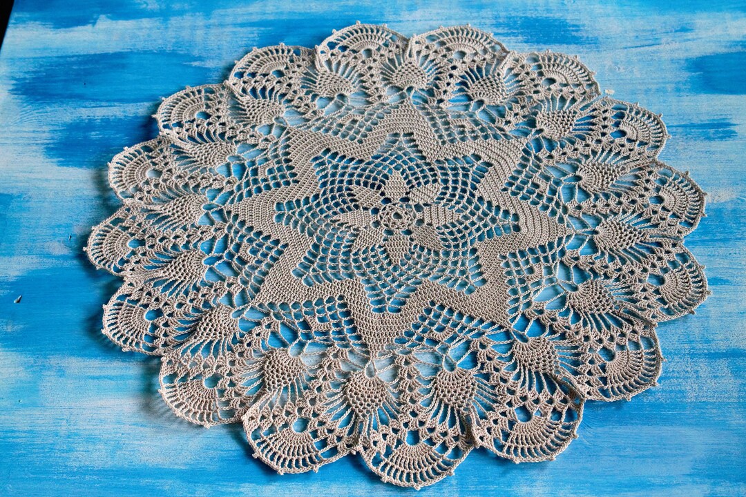 Large Brown Doily 17, Tablecloth 42 Cm, Boho, Shabby, Vintage, Crochet ...