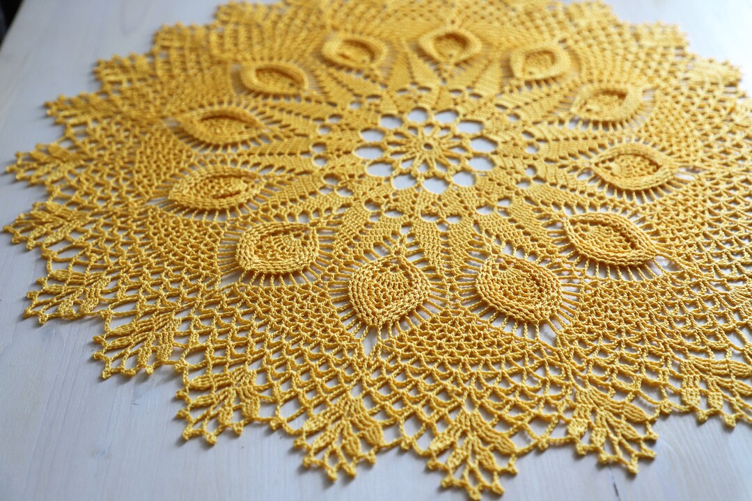Large Yellow Doily, 52 Cm, Crochet, Tablecloth, Table Runner, Decor ...
