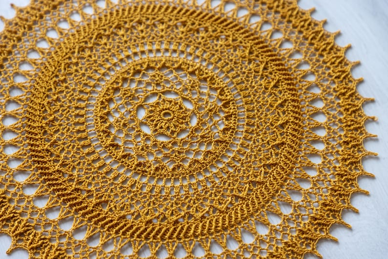 Golden Crochet Doily: Alysia Design, Vintage Home Decor (36cm) - Etsy