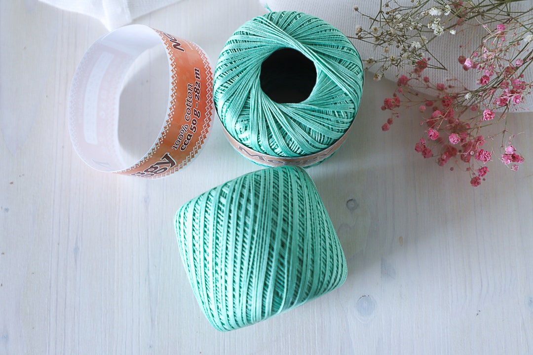 Light Green Cotton Crochet Thread: Czech Meggy Yarn, Size 10 - Etsy UK