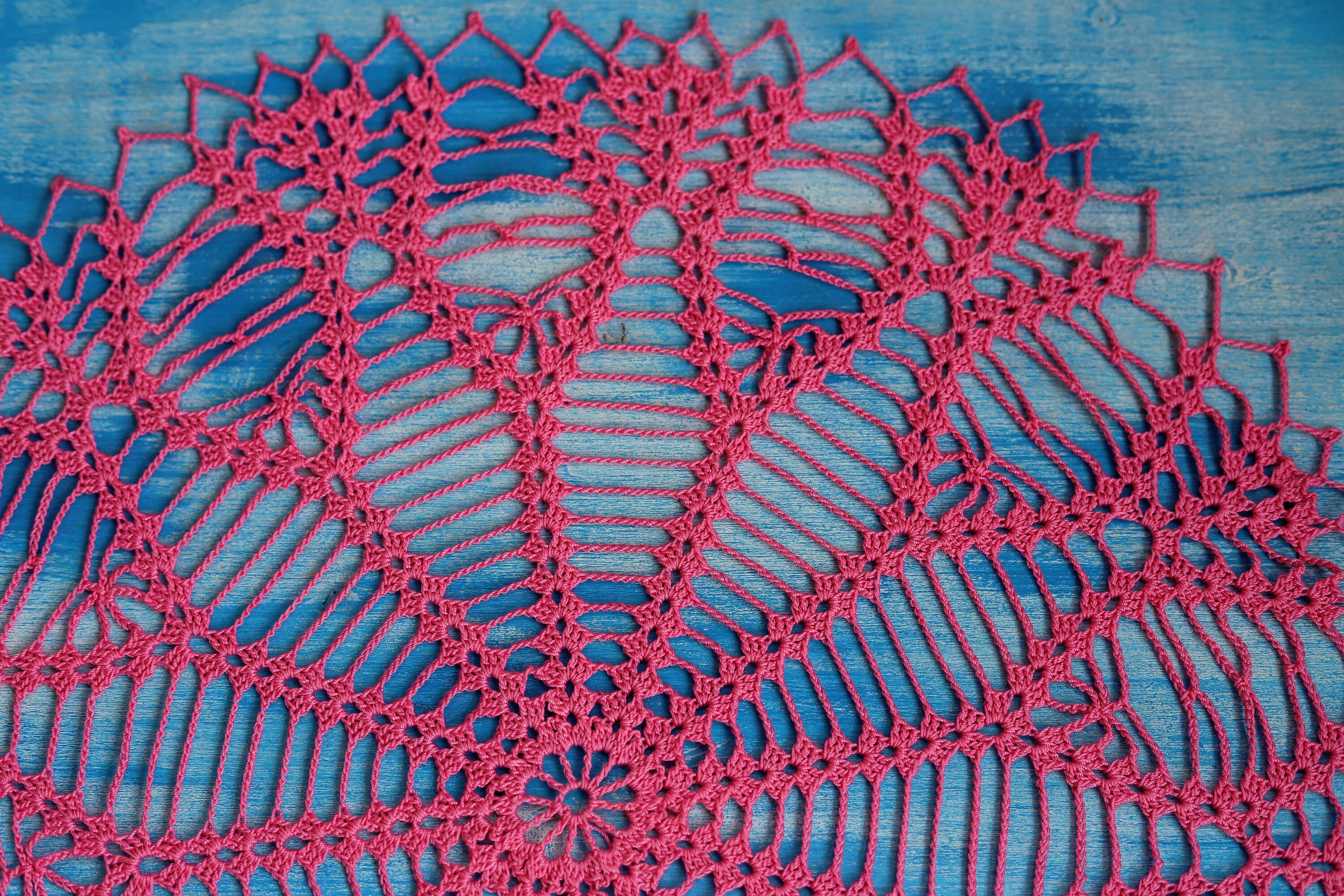 Pink round crochet mini tablecloth 18 doily 46 cm round | Etsy