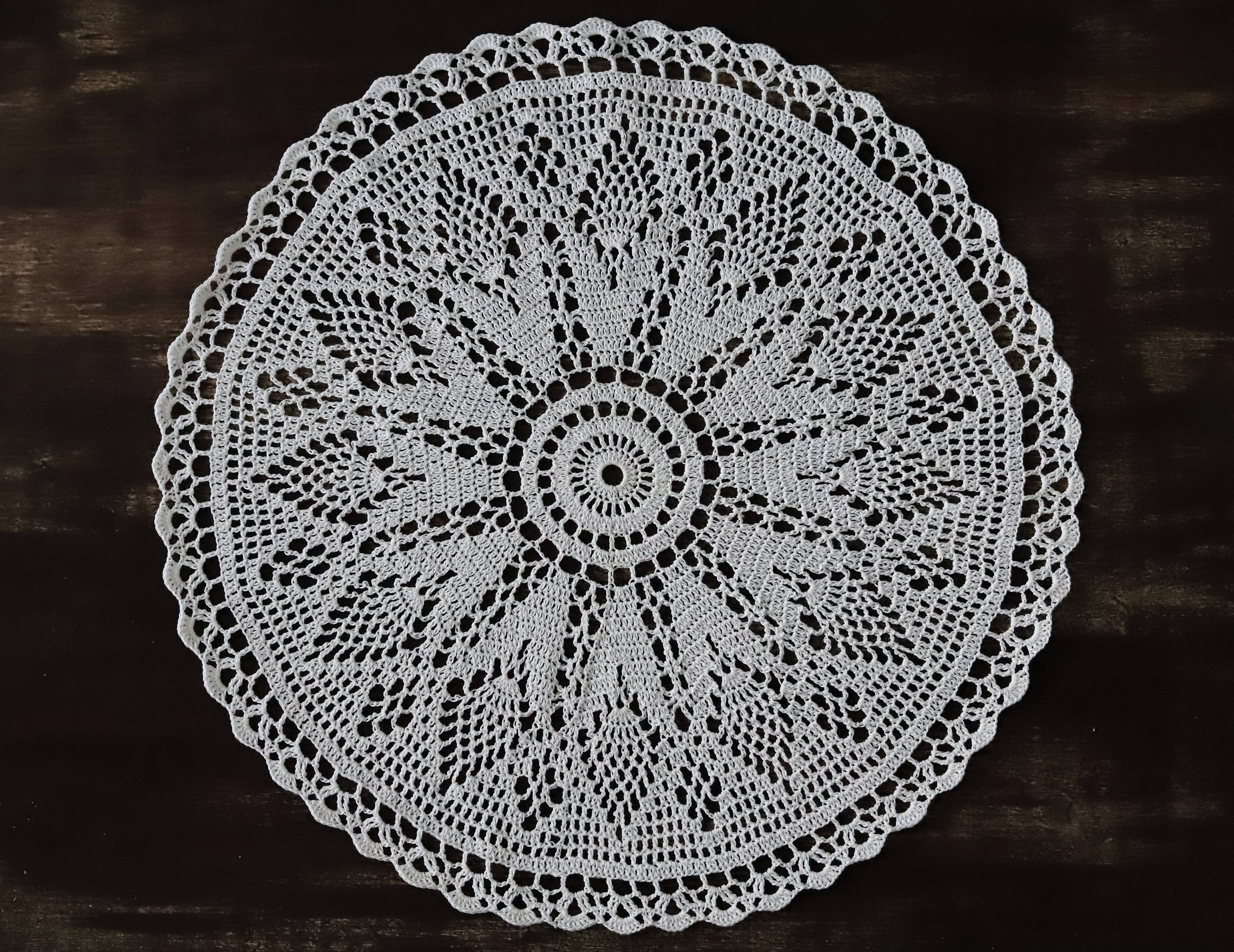 White doily 15 37 cm round white lace crochet doily | Etsy