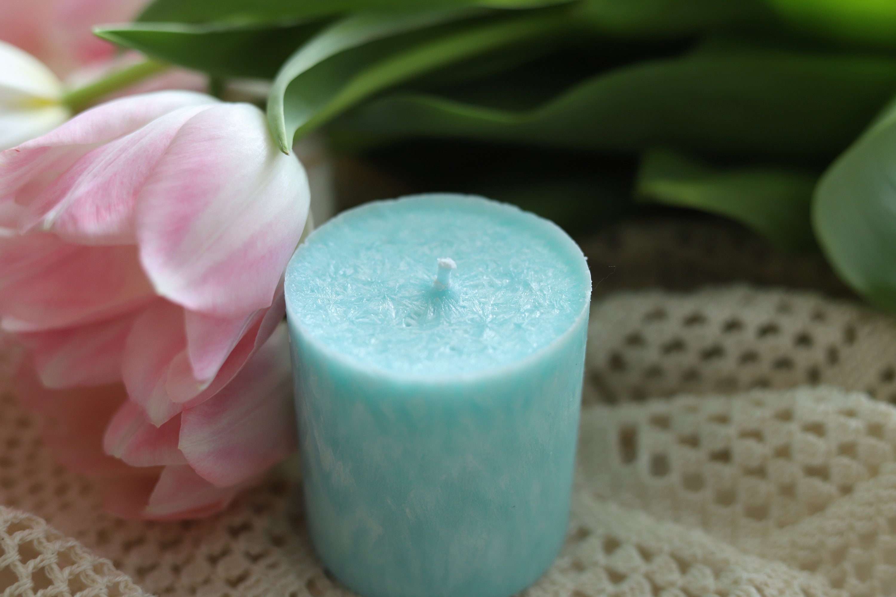 Beautiful blue candle with crystallic structure old time | Etsy