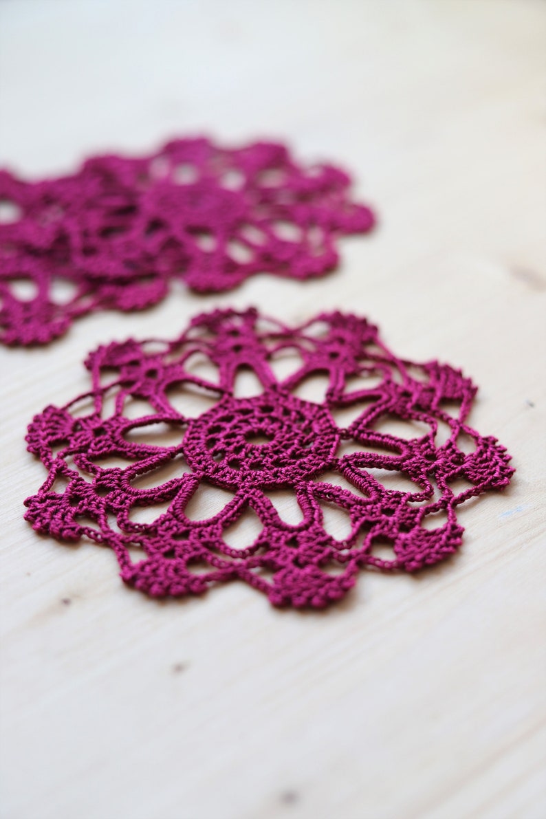 Dark red doilies 2 sizes available crochet doily crochet | Etsy