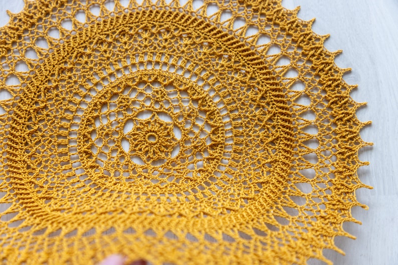 Golden Crochet Doily: Alysia Design, Vintage Home Decor (36cm) - Etsy