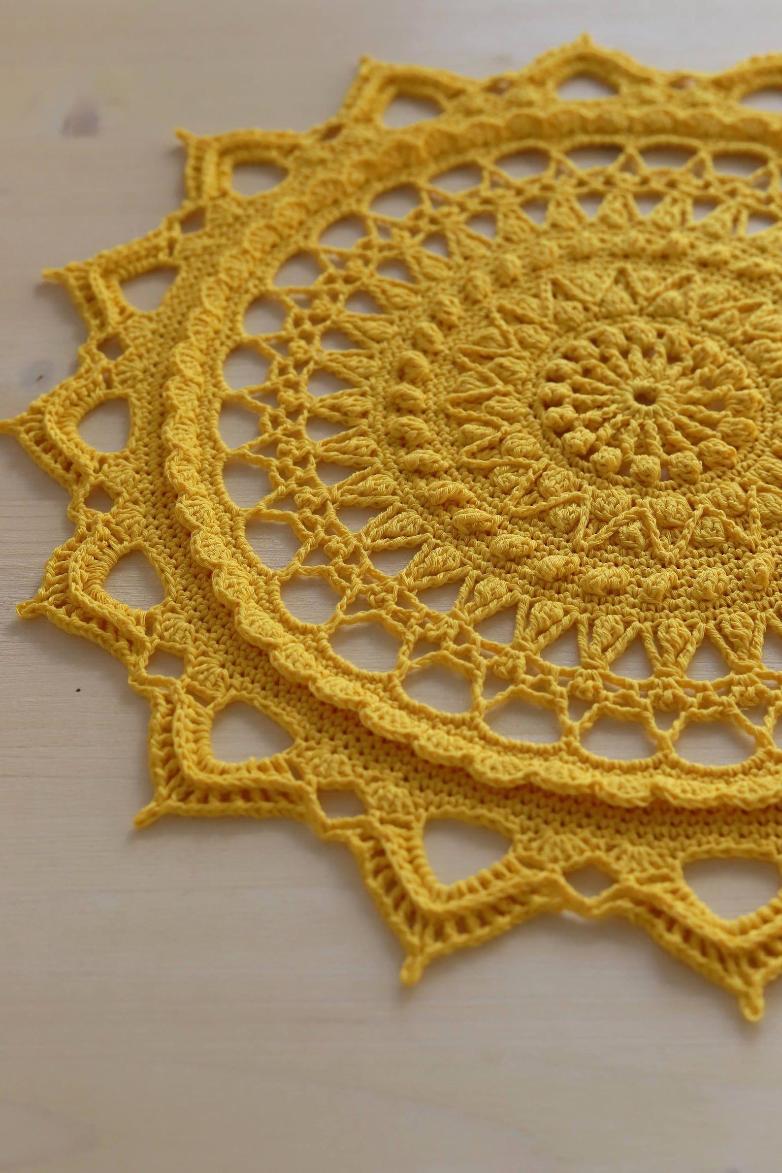 Yellow Crochet Doily: Anastasia Design, Boho Table Decor (14 Inch) - Etsy