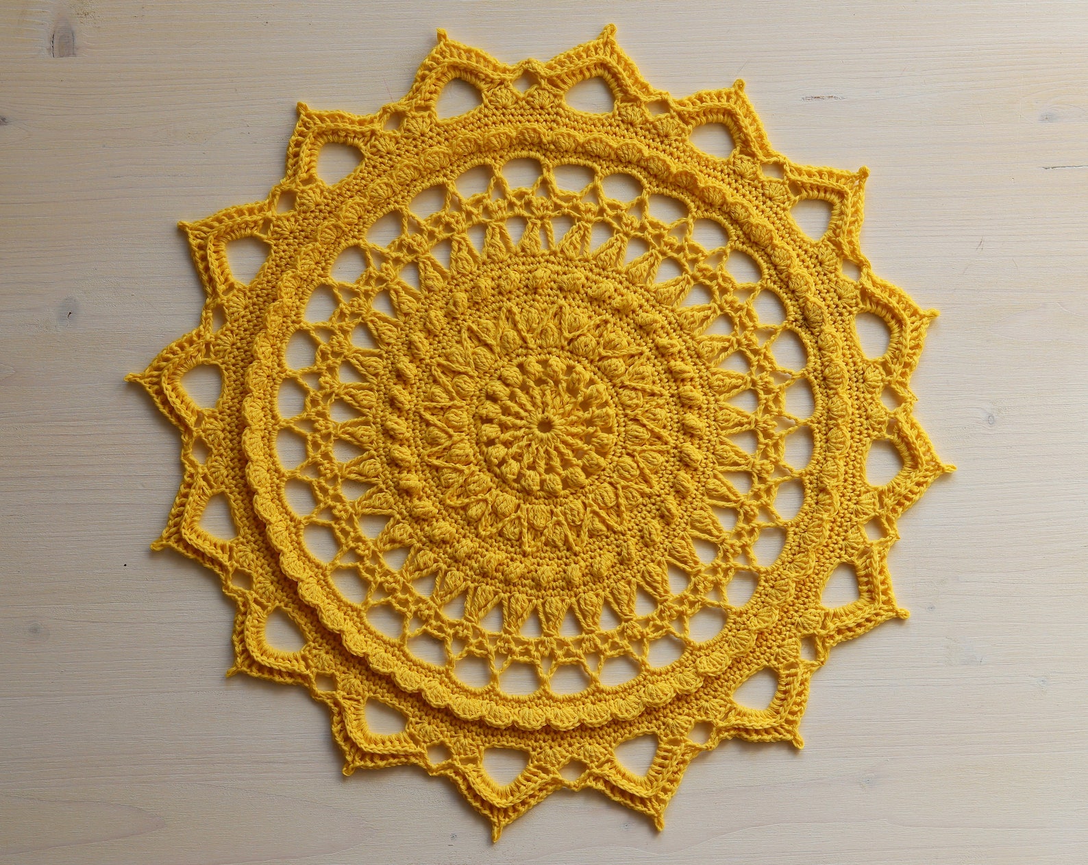 Yellow Crochet Doily: Anastasia Design, Boho Table Decor (14 Inch) - Etsy