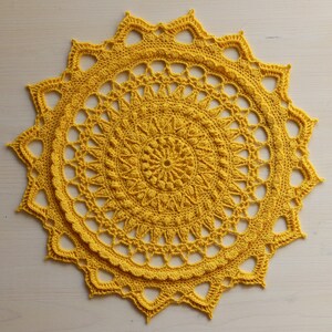 Yellow Crochet Doily: Anastasia Design, Boho Table Decor (14 Inch) - Etsy