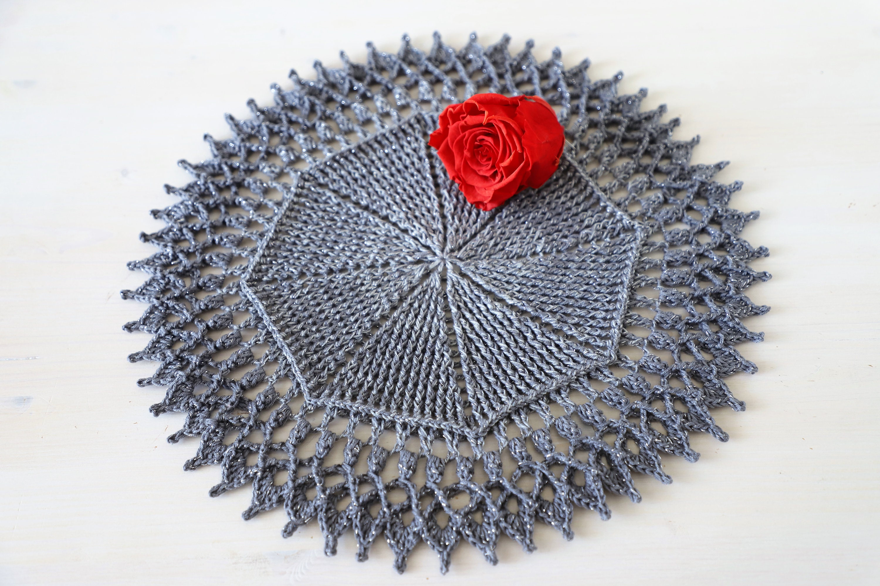 Gray textured doily Susie designed by Irina Maleeva iriskabeat | Etsy