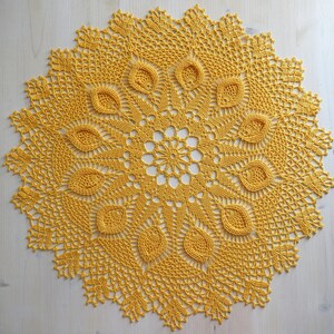 Large Yellow Doily, 52 Cm, Crochet, Tablecloth, Table Runner, Decor ...