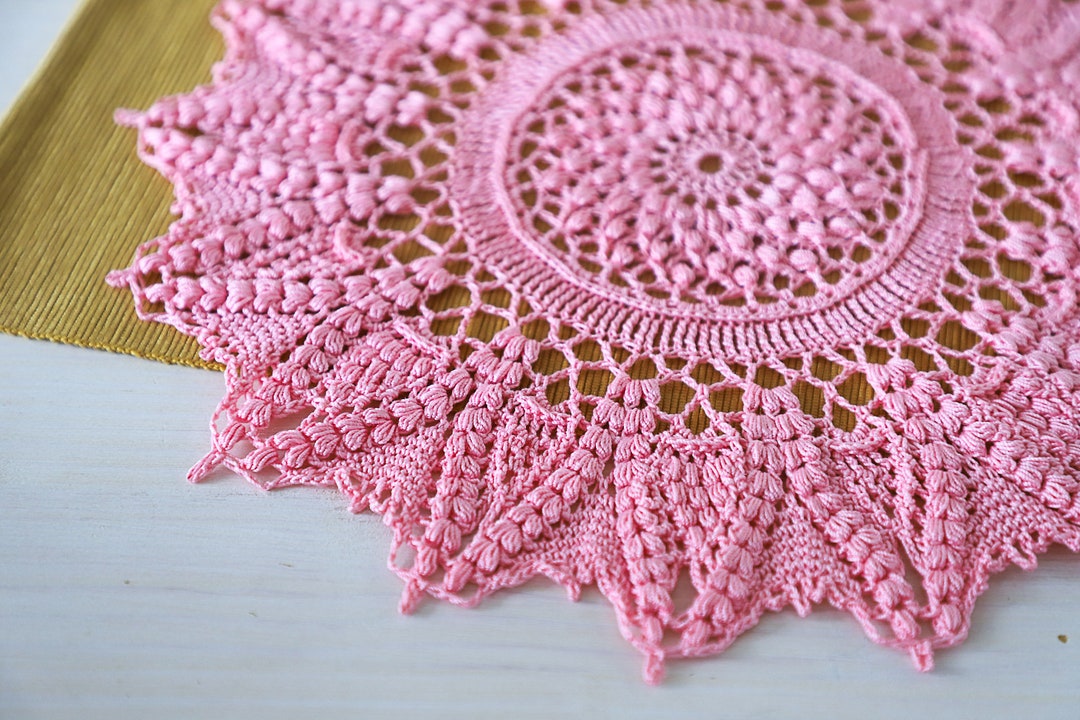 Pink crochet napperon Mirissa conçu par Olga Shalaeva gull808 - Etsy France
