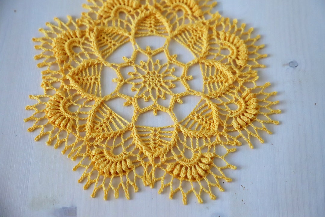 Textured Yellow Doily, Designed by Nadezhda Lobanova, Crochet Doily ...