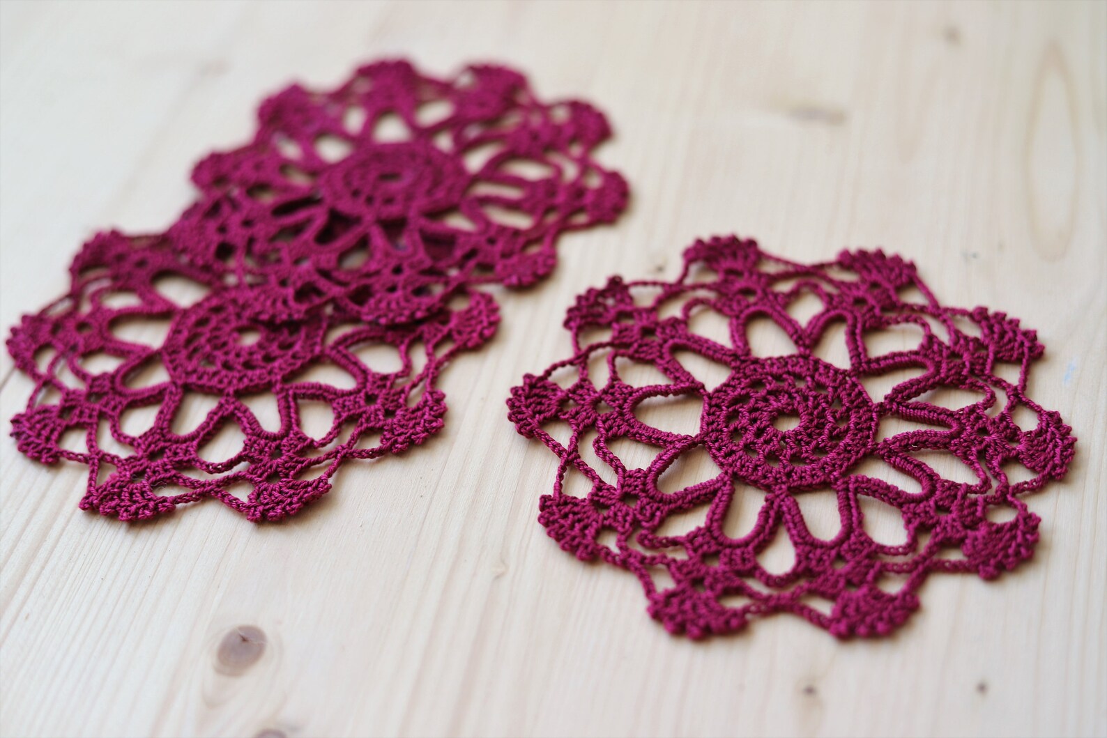 Dark red doilies 2 sizes available crochet doily crochet | Etsy