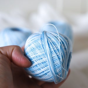 Blue and White Crochet Thread, Snehurka Ombre, Cotton Thread, Doily ...