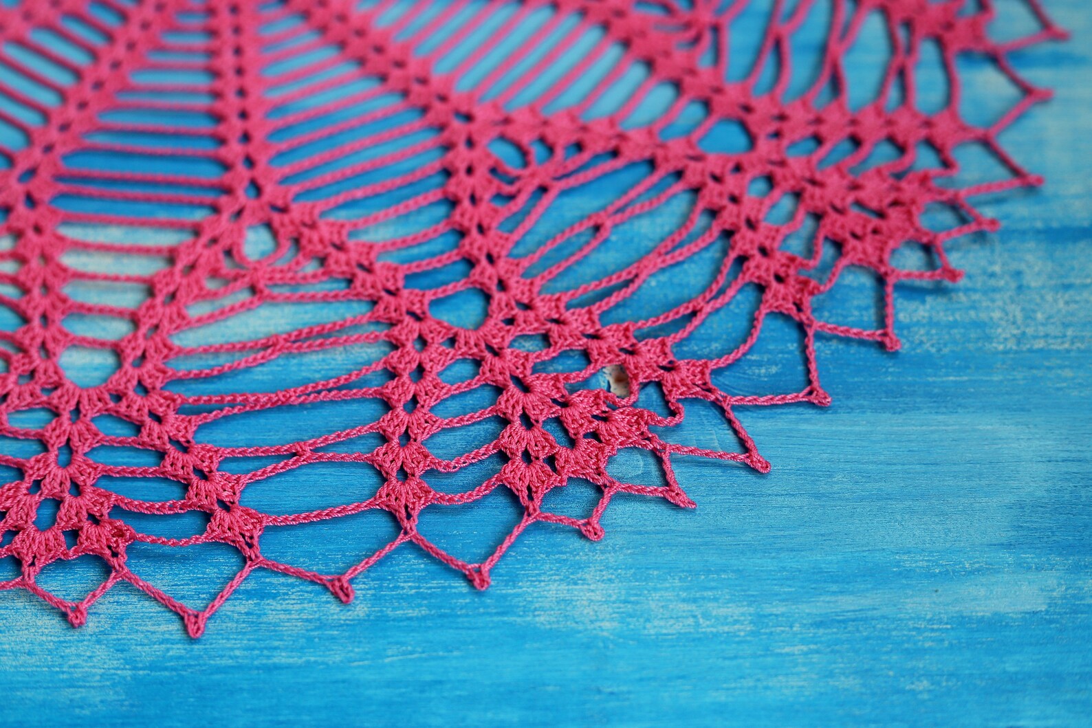 Pink round crochet mini tablecloth 18 doily 46 cm round | Etsy