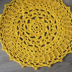 Yellow Crochet Rug, 85 Cm, Cotton Carpet, Baby Carpet, Bedroom Decor ...