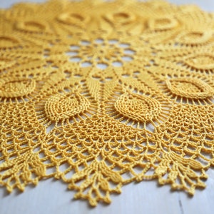 Large Yellow Doily, 52 Cm, Crochet, Tablecloth, Table Runner, Decor ...