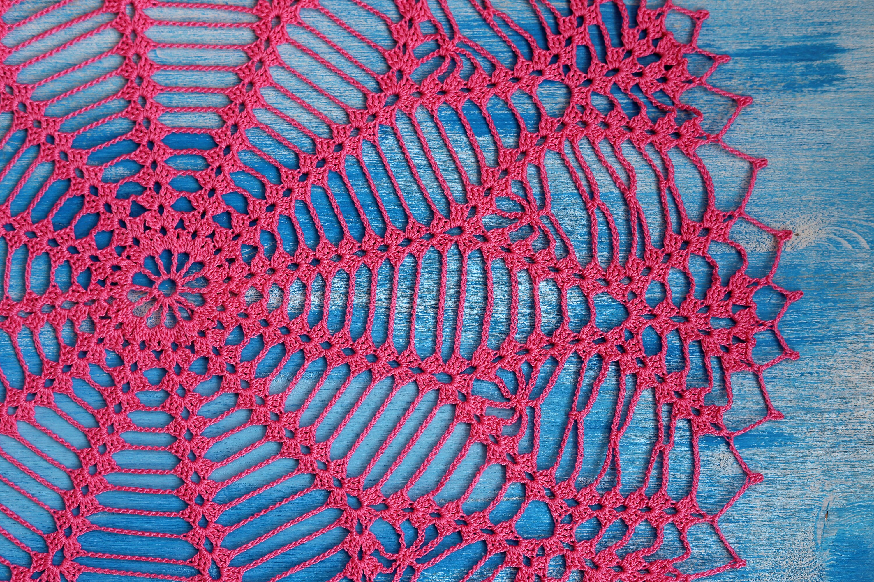 Pink round crochet mini tablecloth 18 doily 46 cm round | Etsy