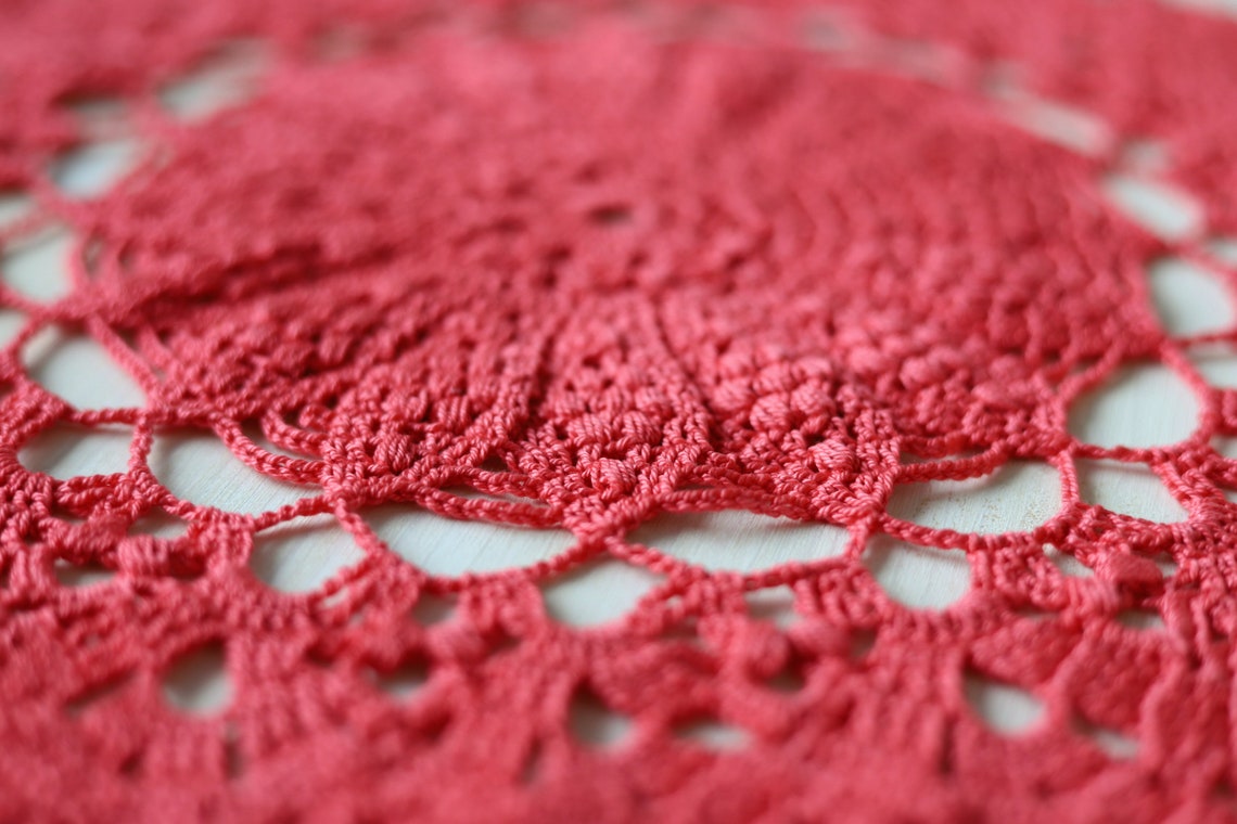 Nice pink doily 36 cm hygge home textured doily mini | Etsy