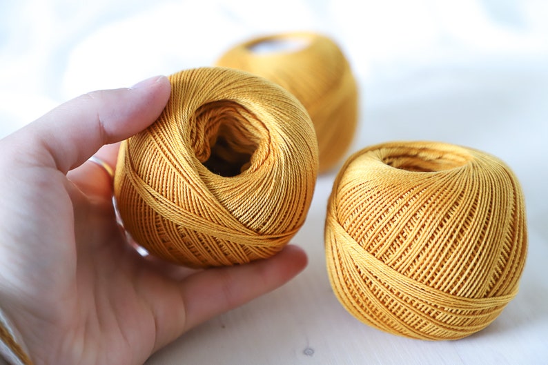 Honey gold crochet thread Snehurka czech made cotton | Etsy