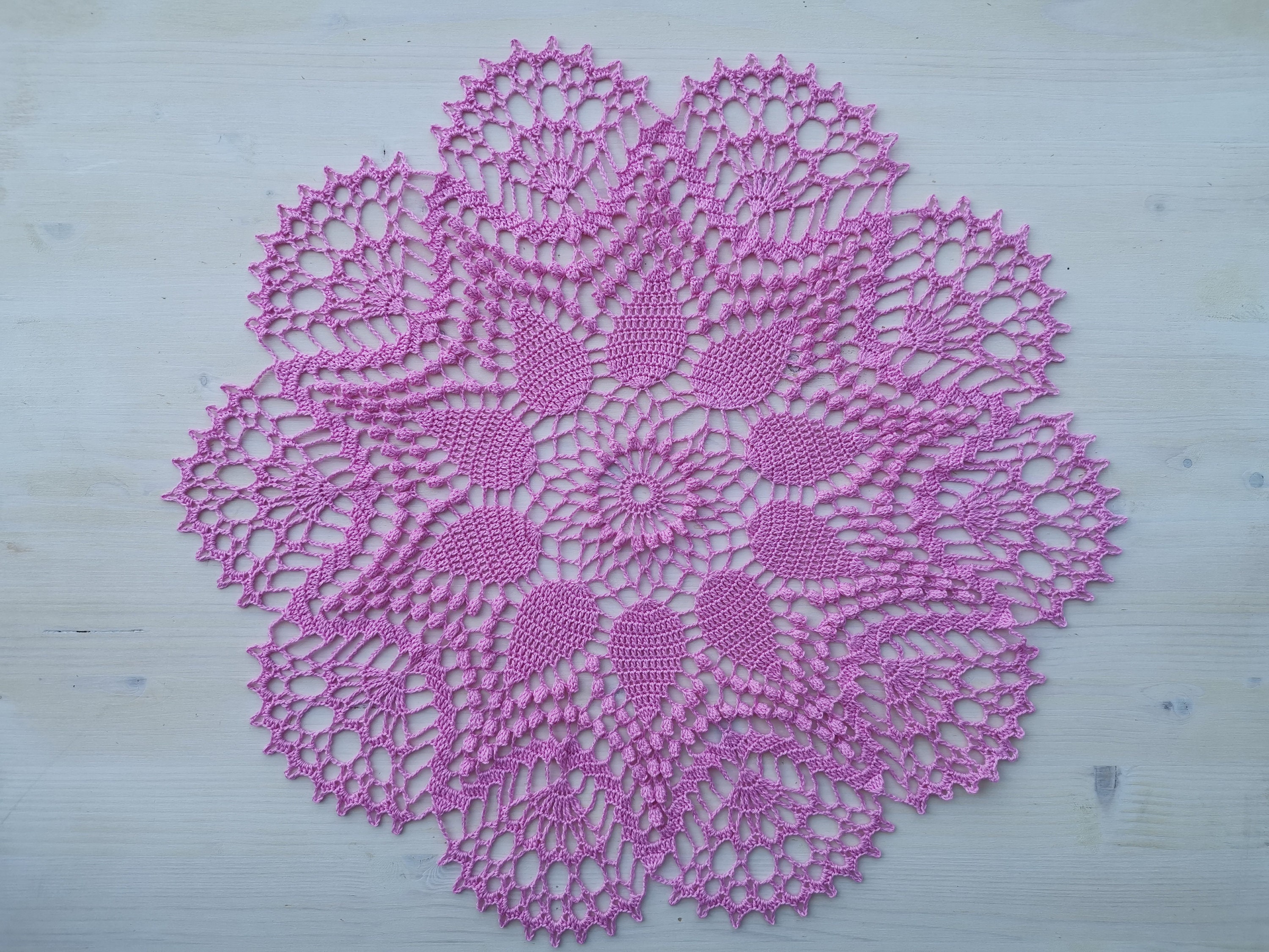 Pink crochet doily 44 cm textured doily tablecloth lace | Etsy