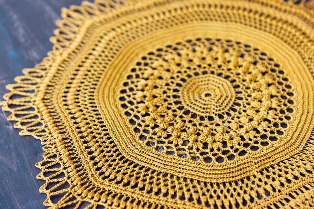 Golden Crochet Doily, Daphne Doily, Designed by Olga Shalaeva, 35 Cm ...