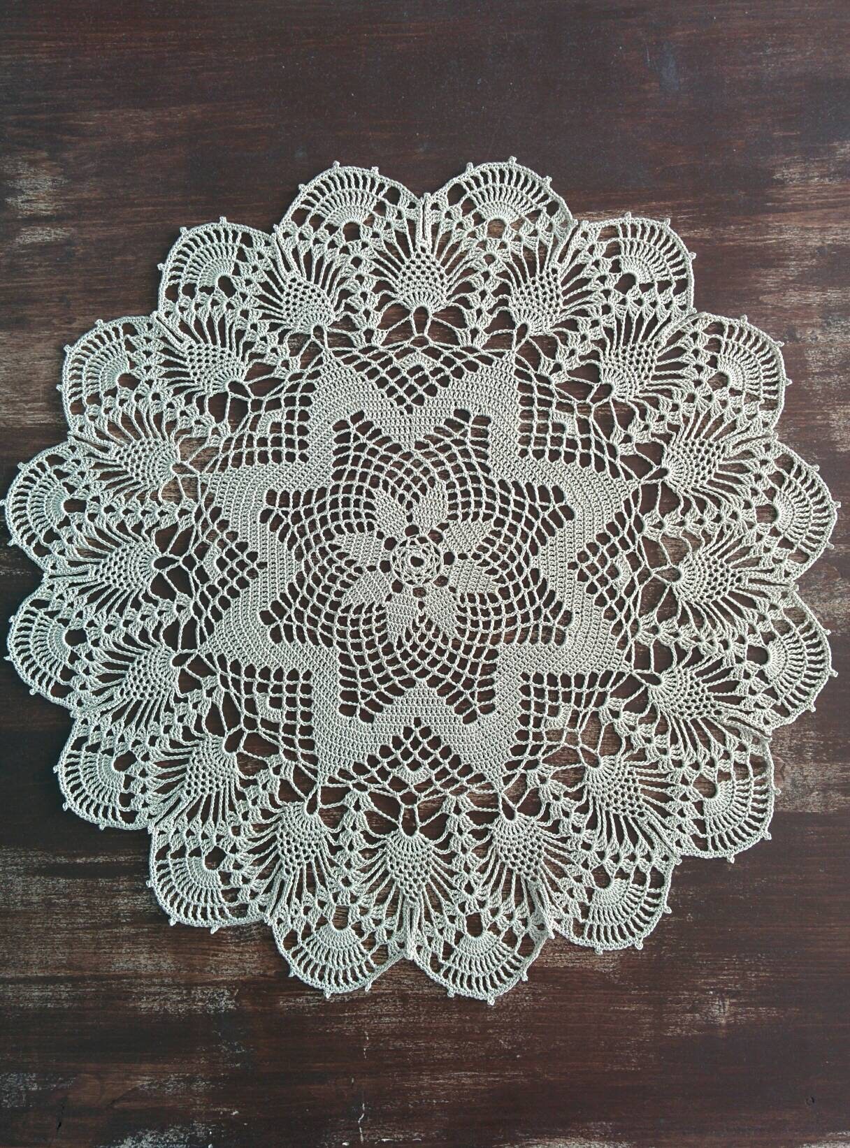 Large brown doily 17 tablecloth 42 cm boho shabby | Etsy