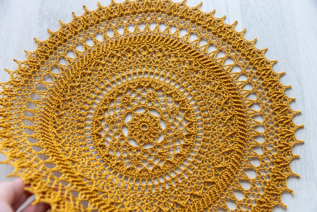 Golden Crochet Doily, 36 Cm, Alysia Doily, Designed by Patricia ...