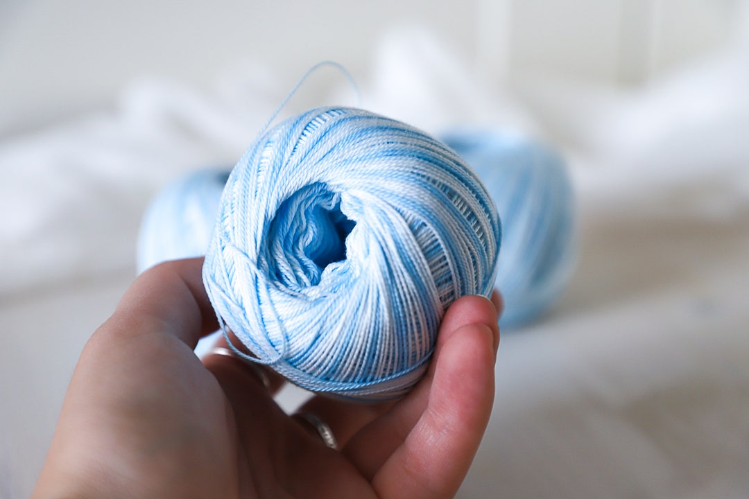 Blue and White Crochet Thread, Snehurka Ombre, Cotton Thread, Doily ...