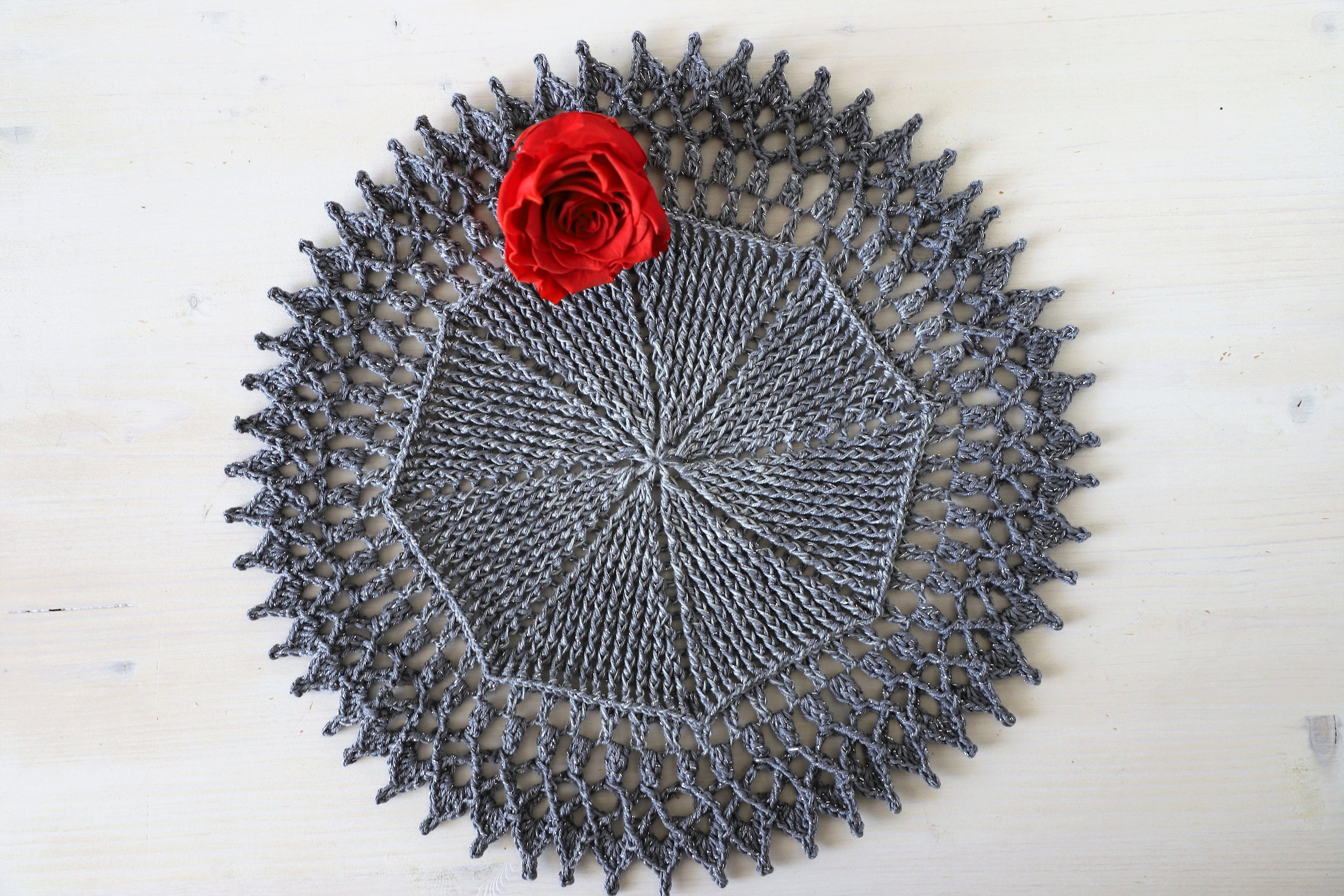 Gray textured doily Susie designed by Irina Maleeva iriskabeat | Etsy