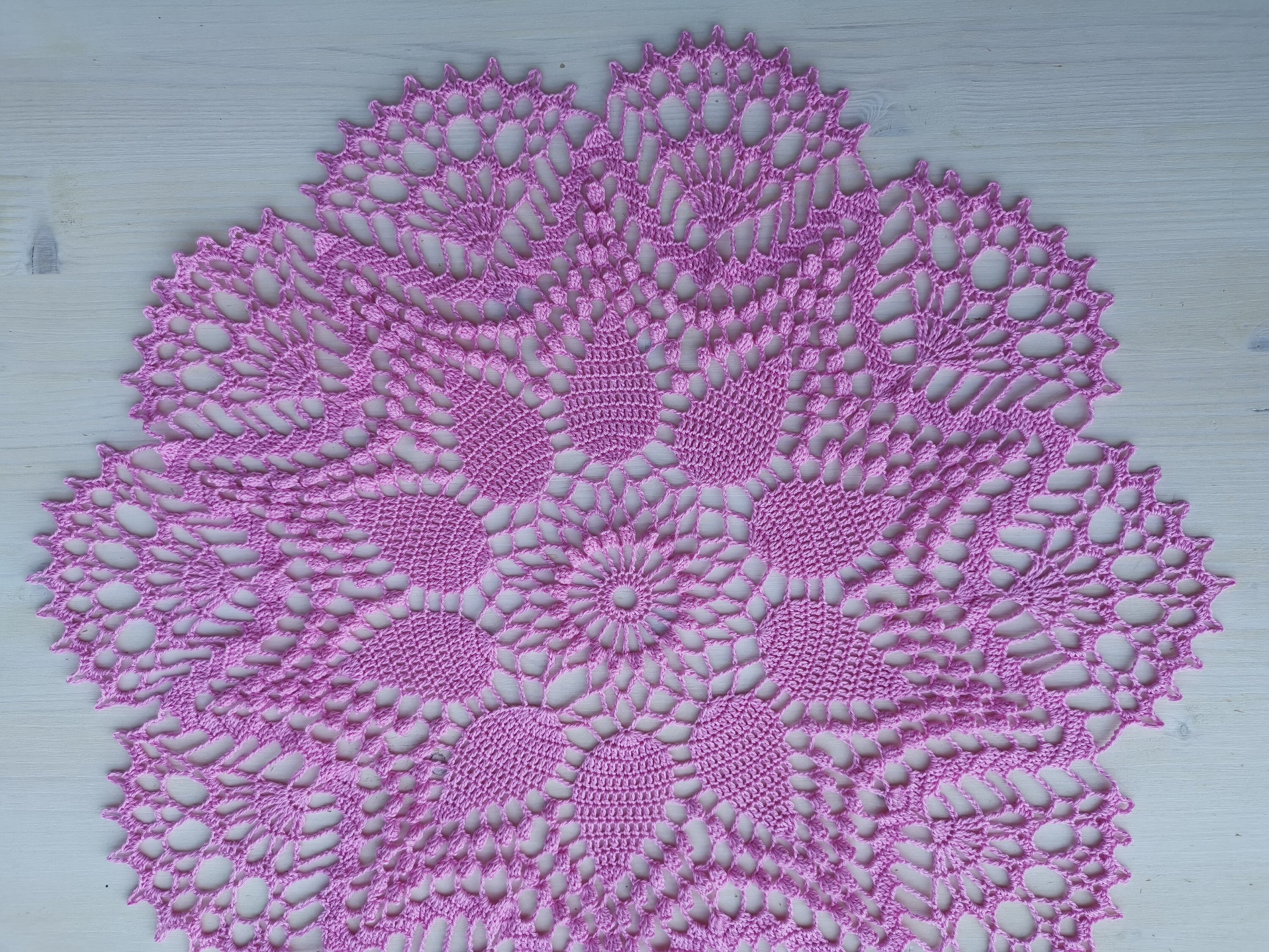 Pink crochet doily 44 cm textured doily tablecloth lace | Etsy