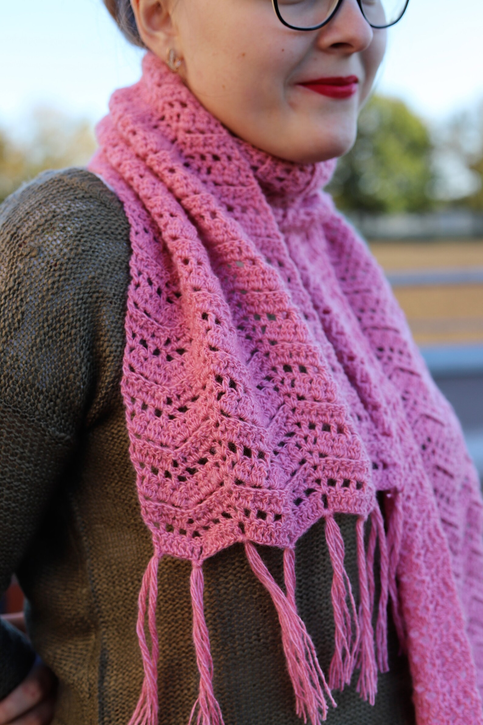 Pink Lace Scarf 175x21 Cm Scarf With Tassels Pink Scarf Shawl | Etsy