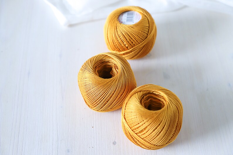 Honey Gold Crochet Thread Snehurka Czech Made Cotton - Etsy