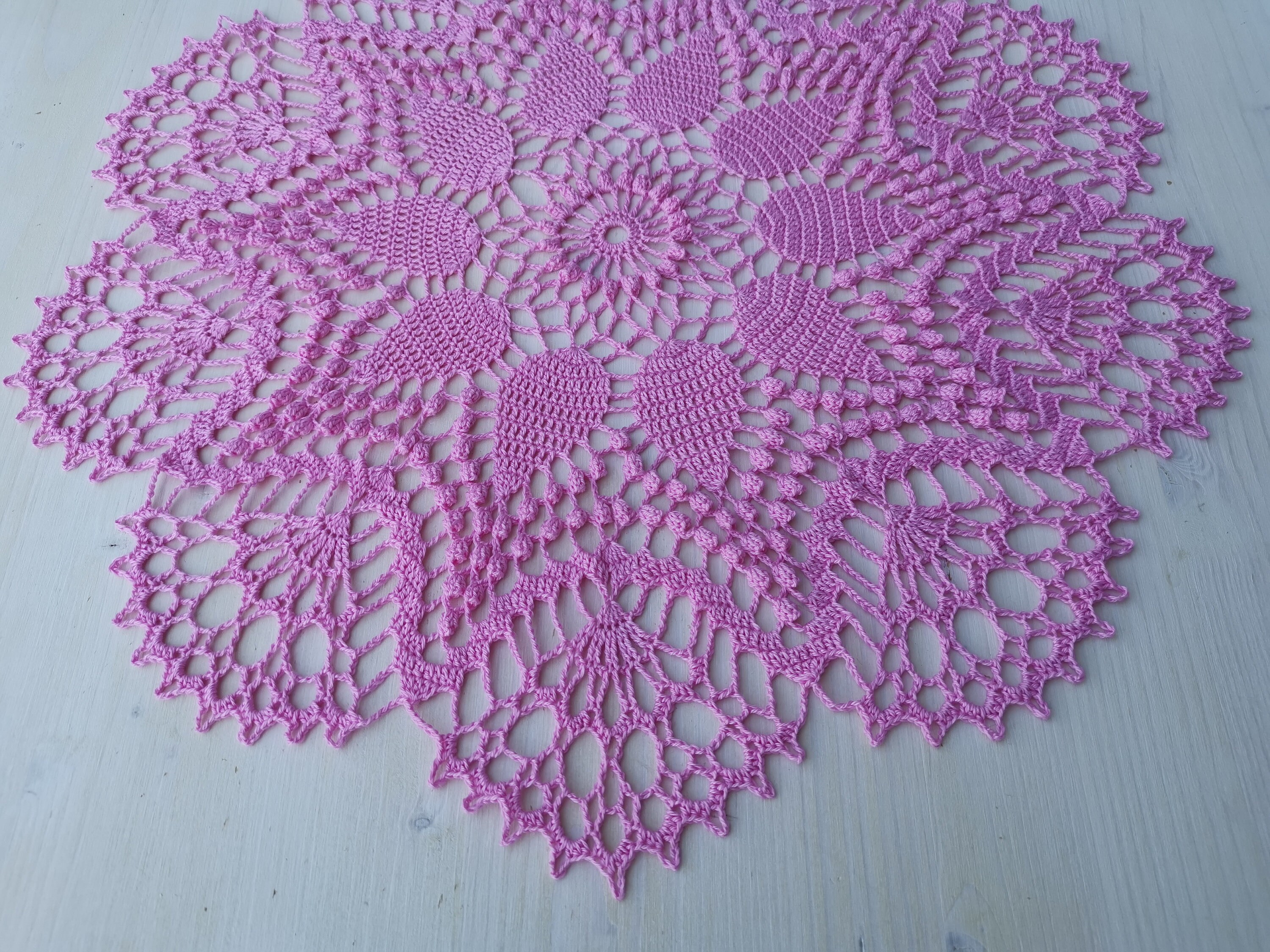 Pink crochet doily 44 cm textured doily tablecloth lace | Etsy