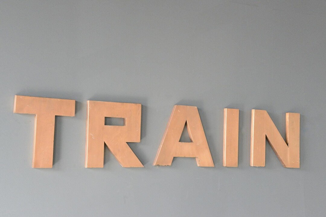 Large Copper Train Sign Circa 1960s - Etsy