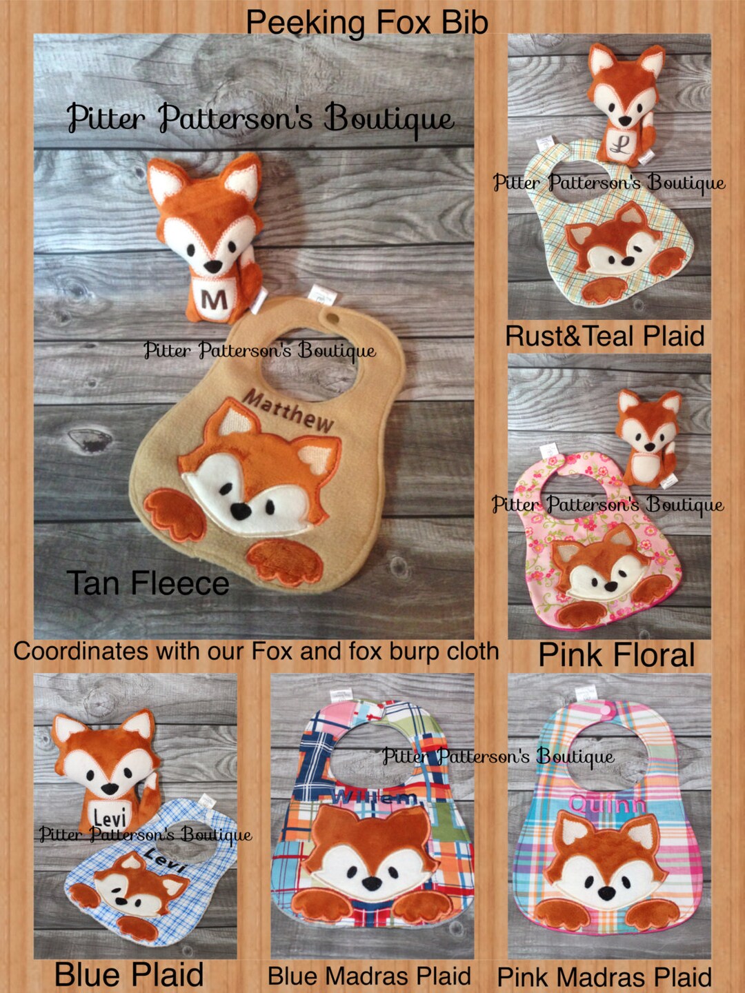 Personalized Fox Baby Bib Peeping Fox Bib Baby Bib - Etsy