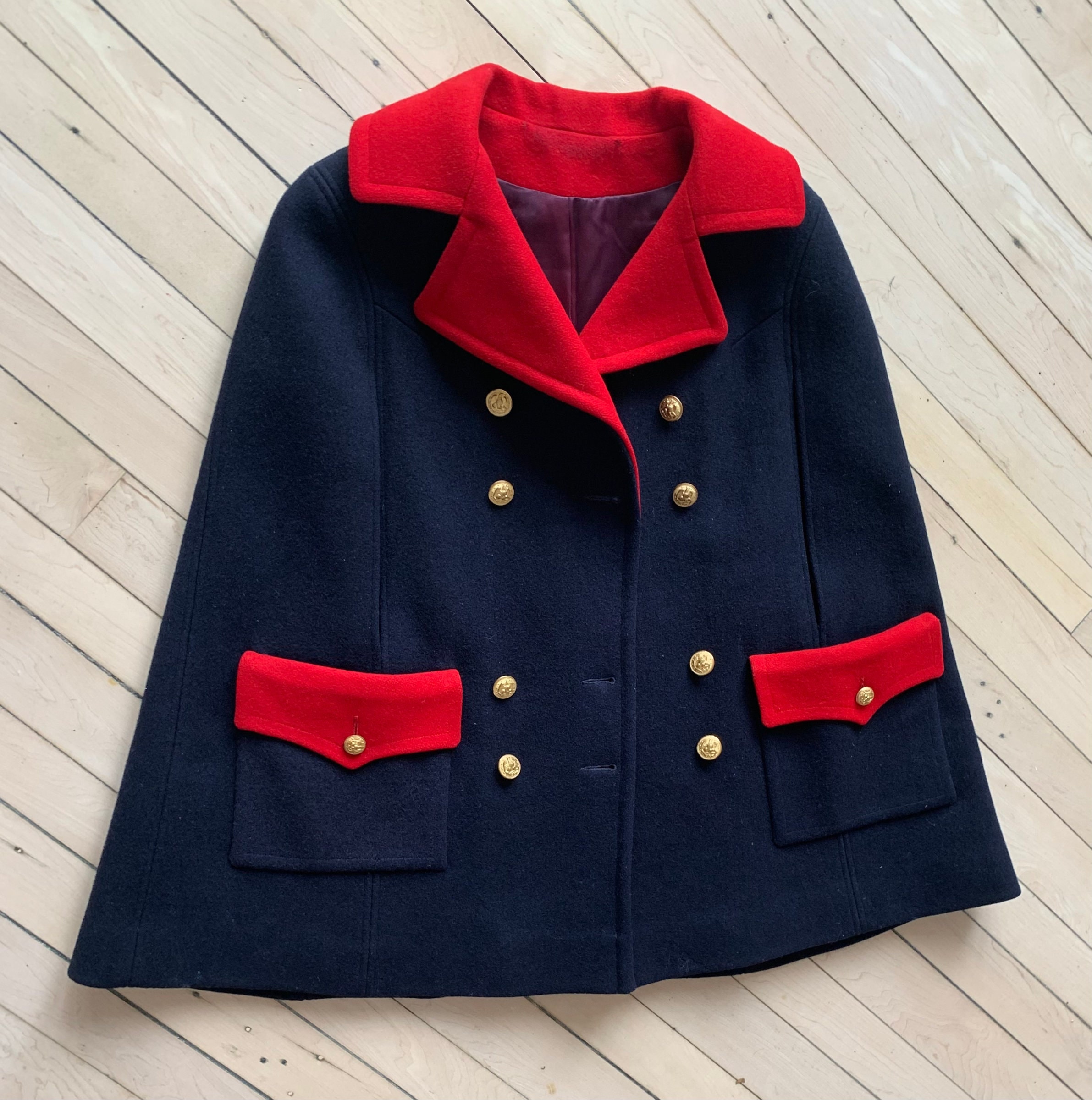 Vintage NAVY Blue Stylized MOD Military 1960's Wool Cape - Etsy