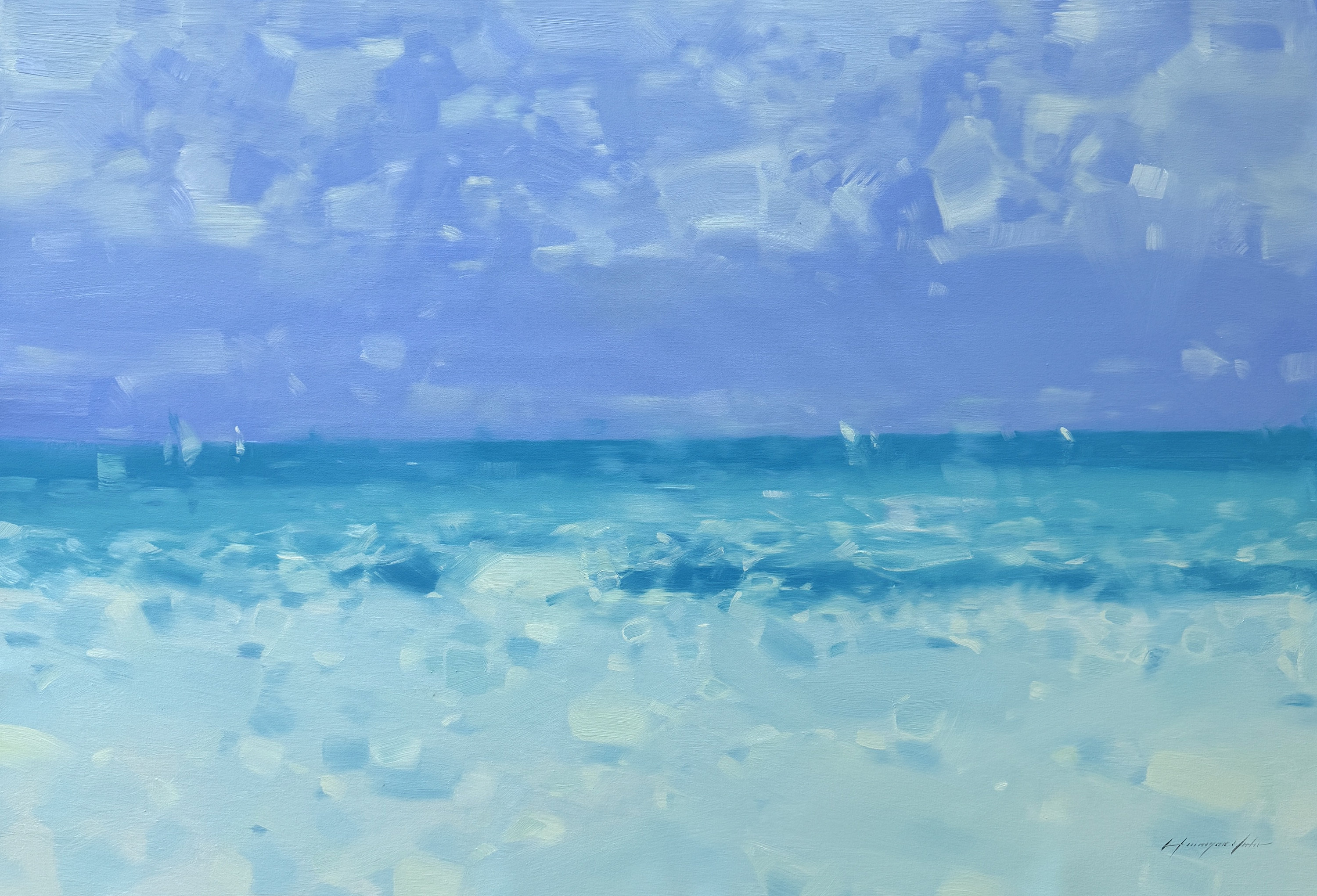 Caribbean Colors, Seascape Original Oil Painting, Large Size, One of a ...