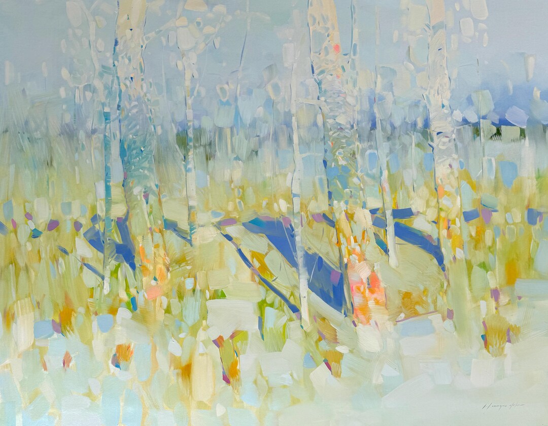 Spring Trees, Original Oil Painting, Handmade Artwork, Impressionism ...