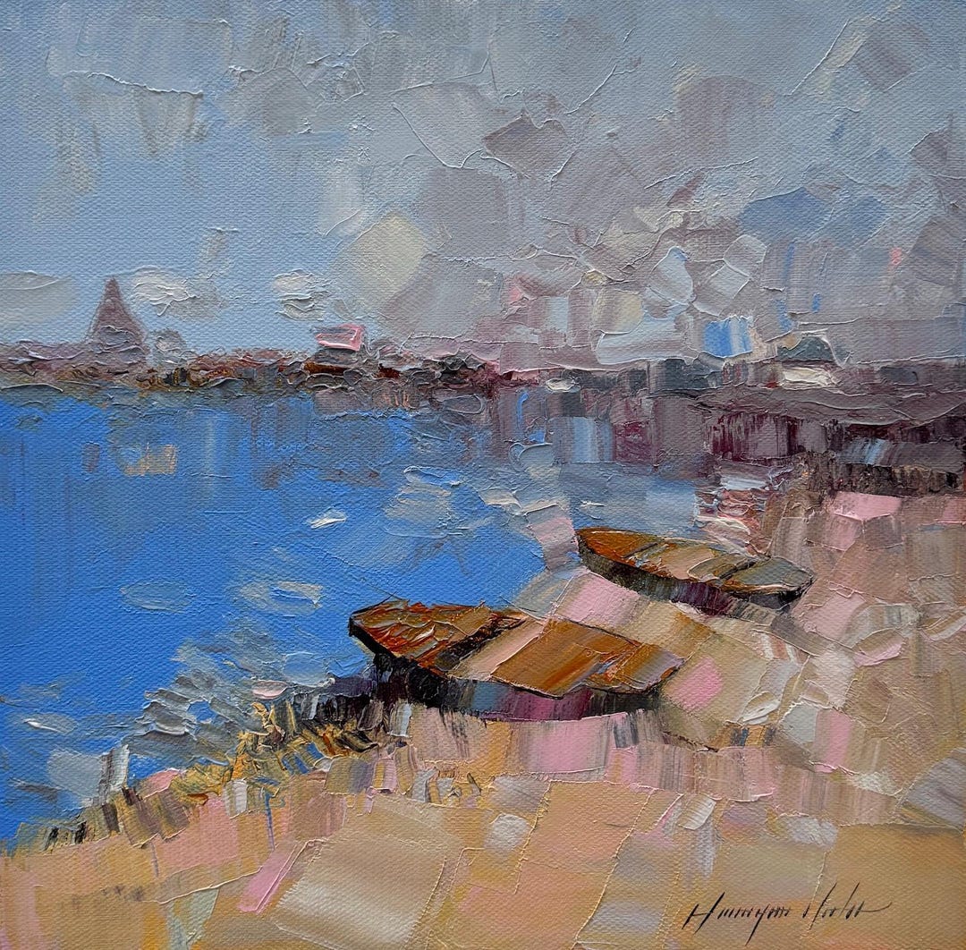 Seashore Original Oil Painting, Handmade Artwork, One of a Kind - Etsy