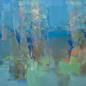 Indigo Trees, Landscape Impressionism, Original Oil Painting, Handmade ...