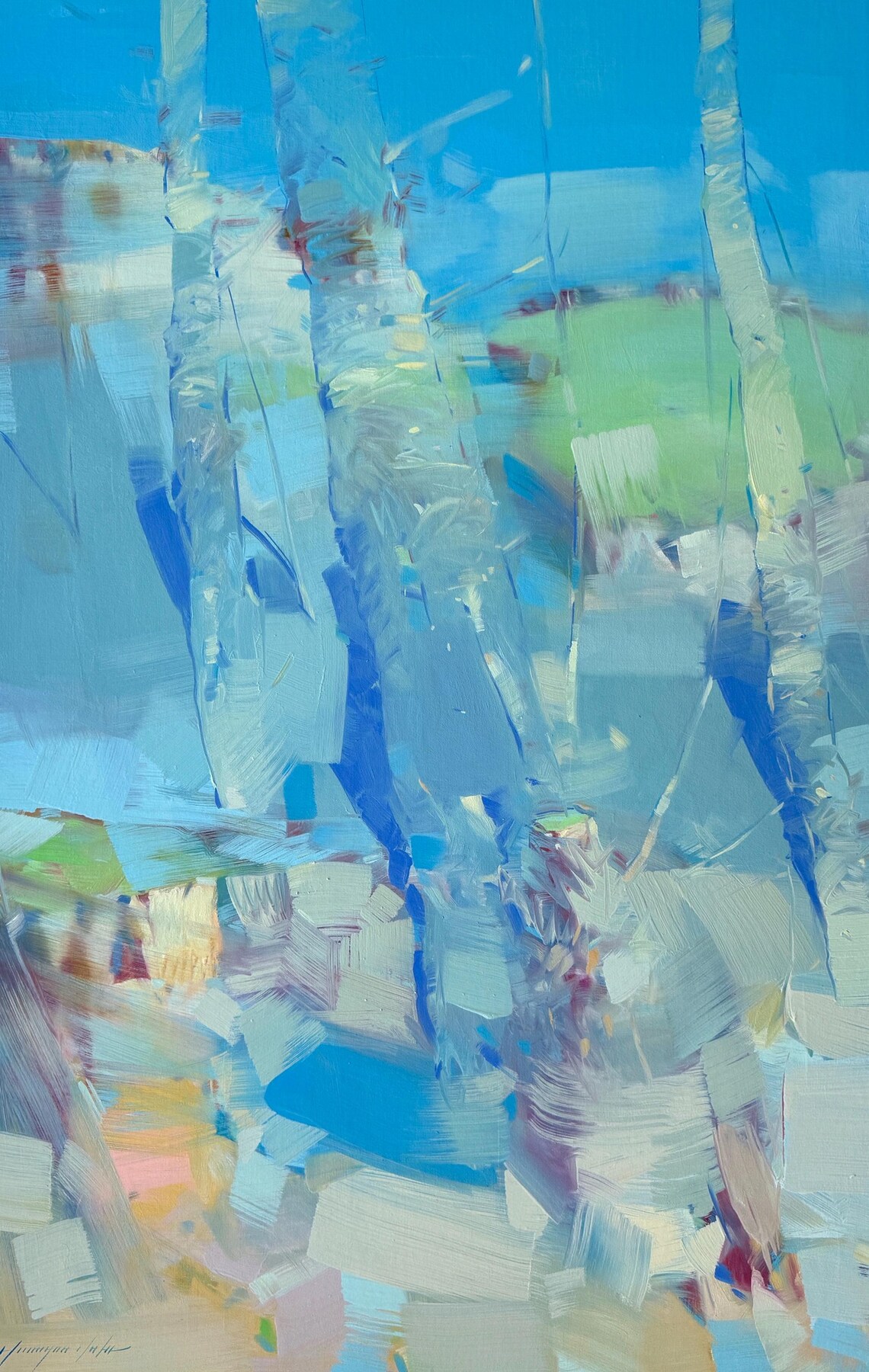 Blue Grove Landscape Impressionism, Original Oil Painting, Handmade ...