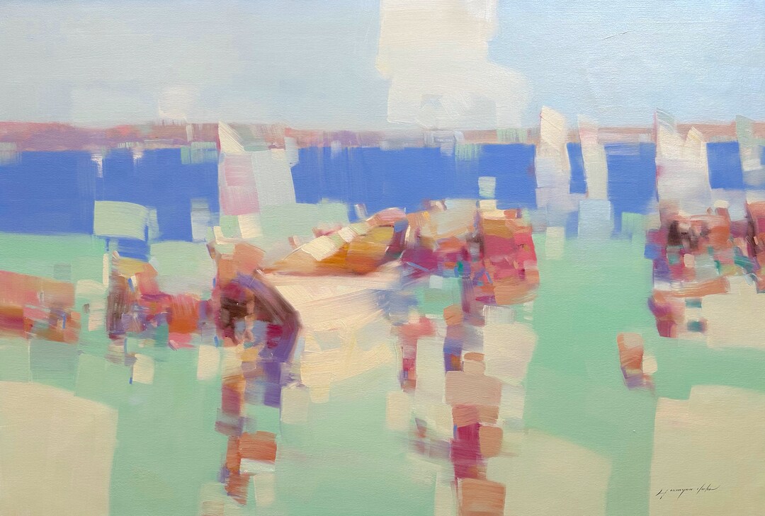 Harbor, Original Oil Painting, Handmade Artwork, One of a Kind - Etsy