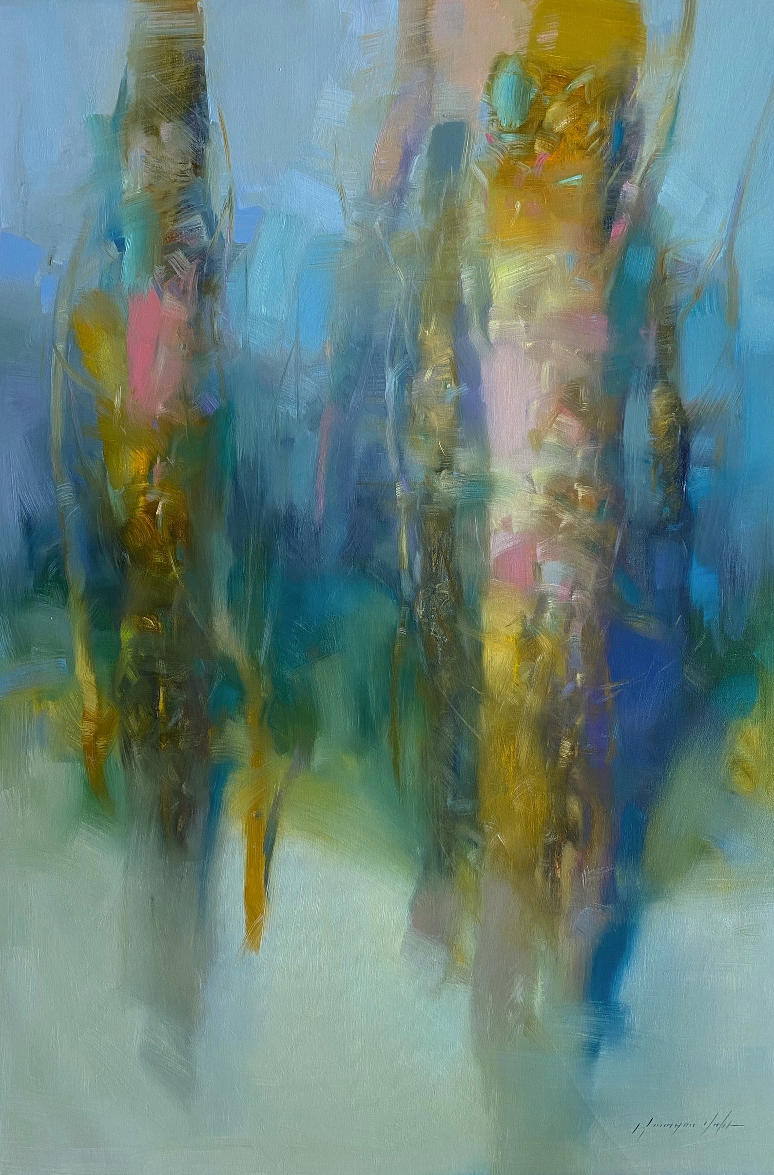 Indigo Trees, Original Oil Painting, Handmade Artwork, One of a Kind - Etsy