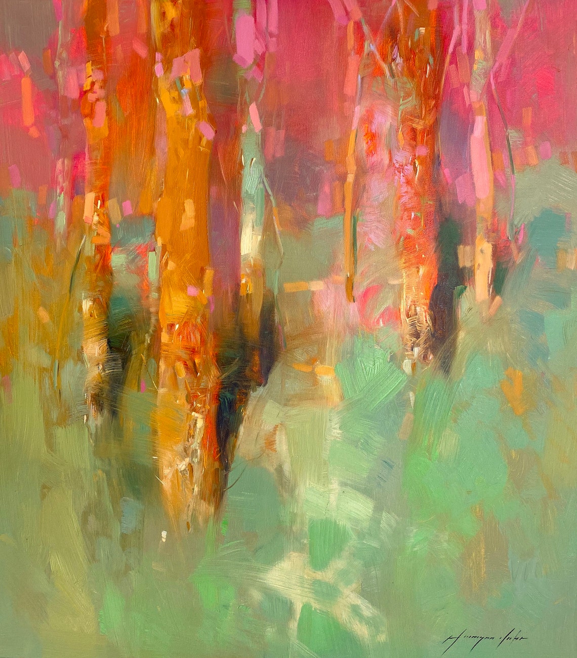 Grove, Landscape Original Oil Painting, Handmade Artwork, One of a Kind ...