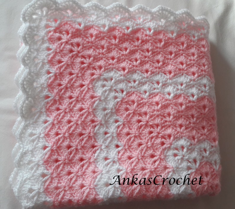 Beautiful Shells Baby Blanket pink and White | Etsy